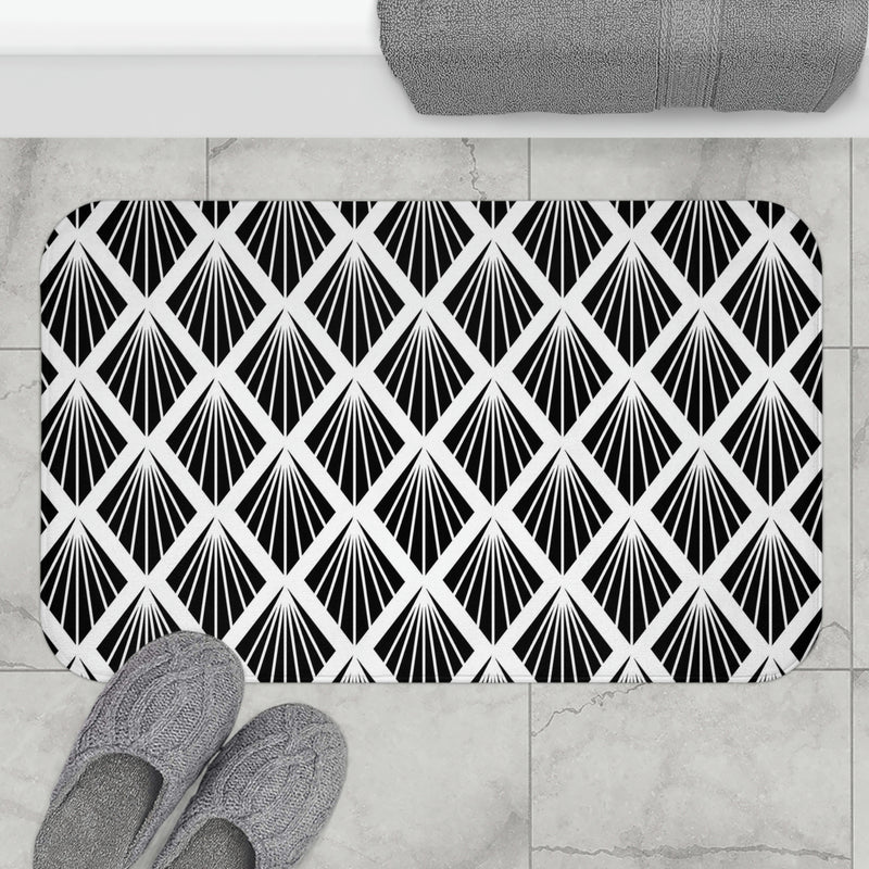 Art Deco, Black White Geometric Bath Mat